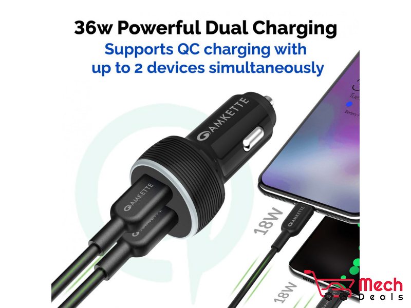 Powerpro Dual Port Qc Car Charger (Without Cable)-AmkQC-Amkette ...